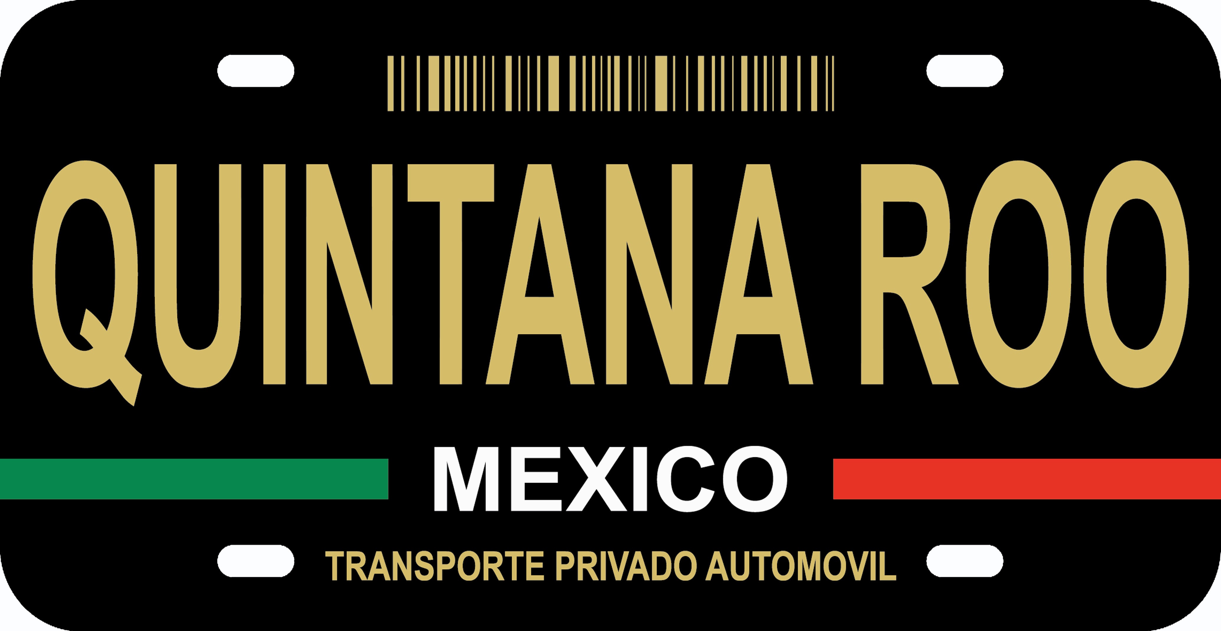 Thick Aluminum License Plate for Quintana Roo (Black)